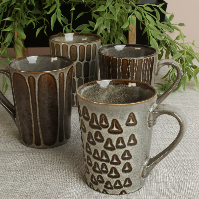 BIA Cordon Bleu Set Of 4, Kalmar Mugs, 15 Oz., Brown And Gray | Wayfair